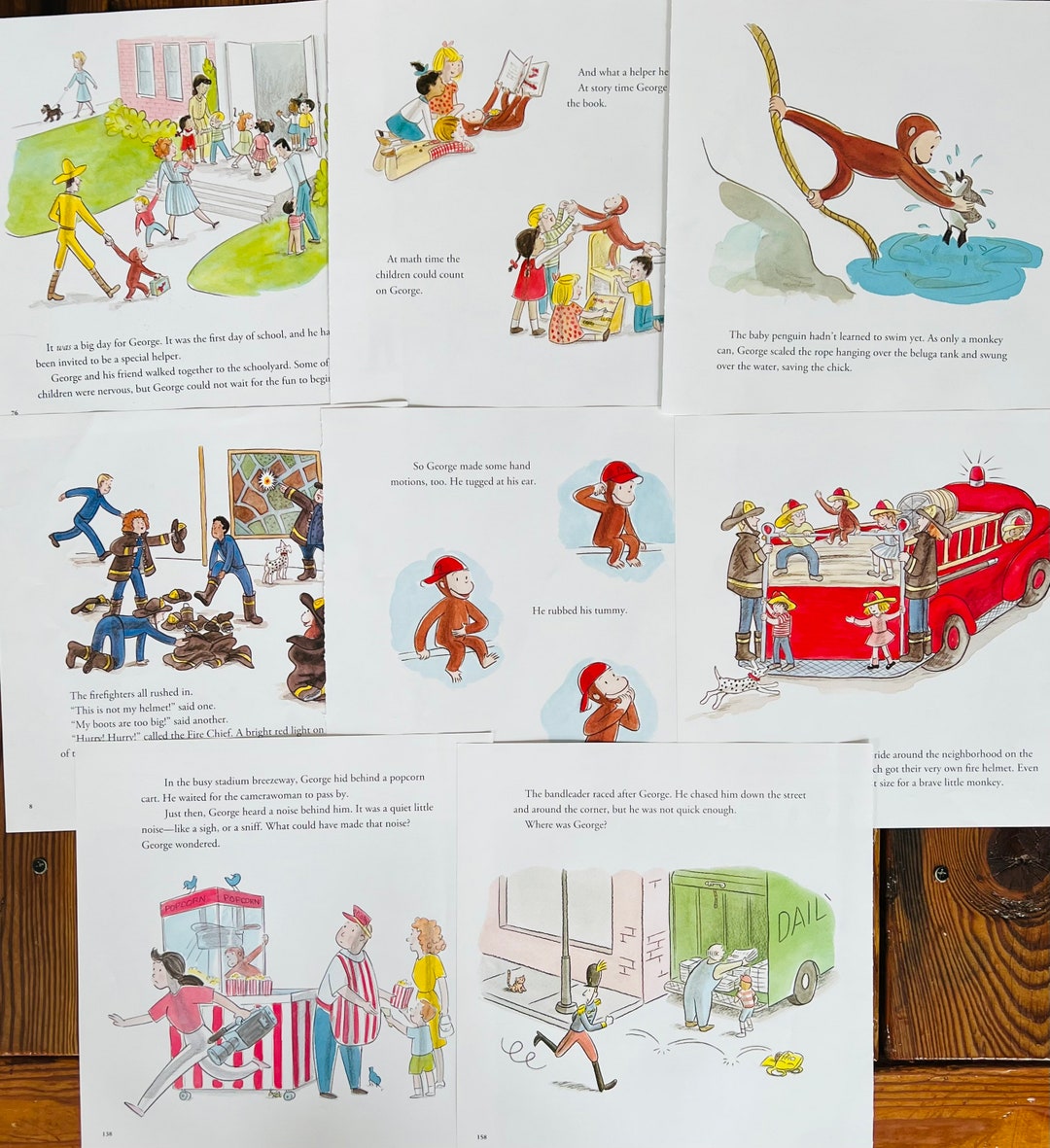 8 Curious George Book Pages. Ephemera. Mixed Media Embellishments. Book ...