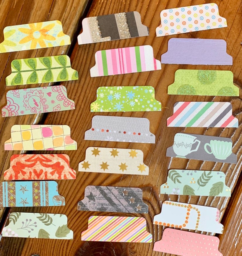 Set of 30 Cardstock Tabs/bookmarks. Mixed Bag of Paper | Etsy