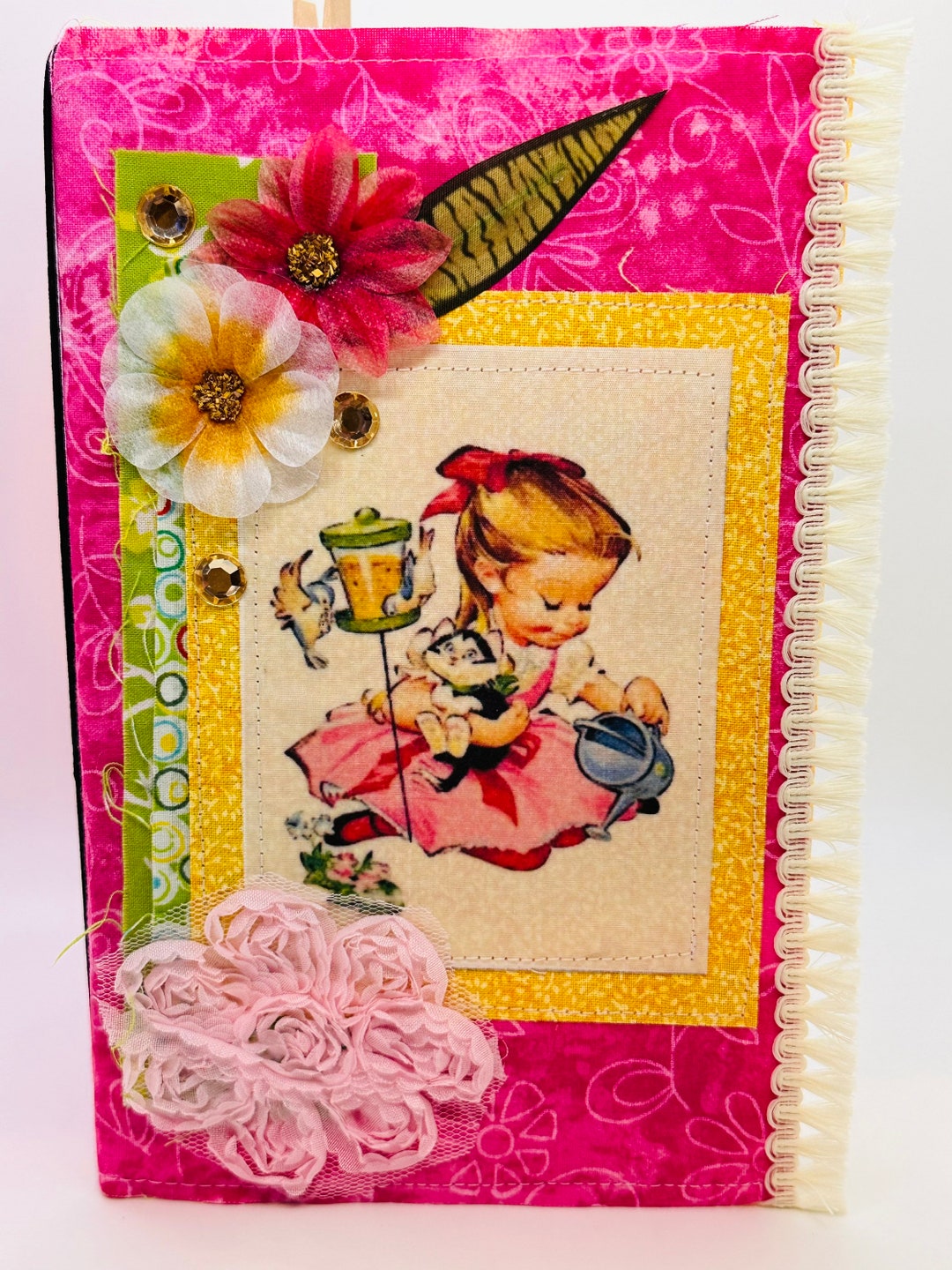 Re-usable Little Girl Notebook Cover With Paper. Fabric Planner ...