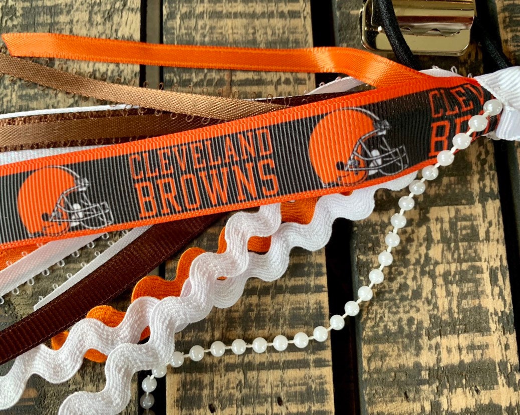 Cleveland Browns Elastic Ponytail Streamer Bow. Browns Cheer - Etsy