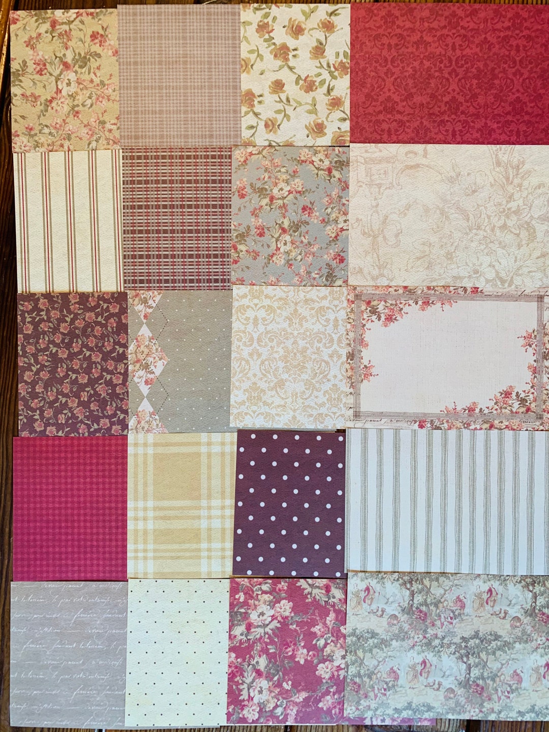 Vintage Patterned Paper Pack, Shabby Chic Kit, Junk Journal, Mixed ...