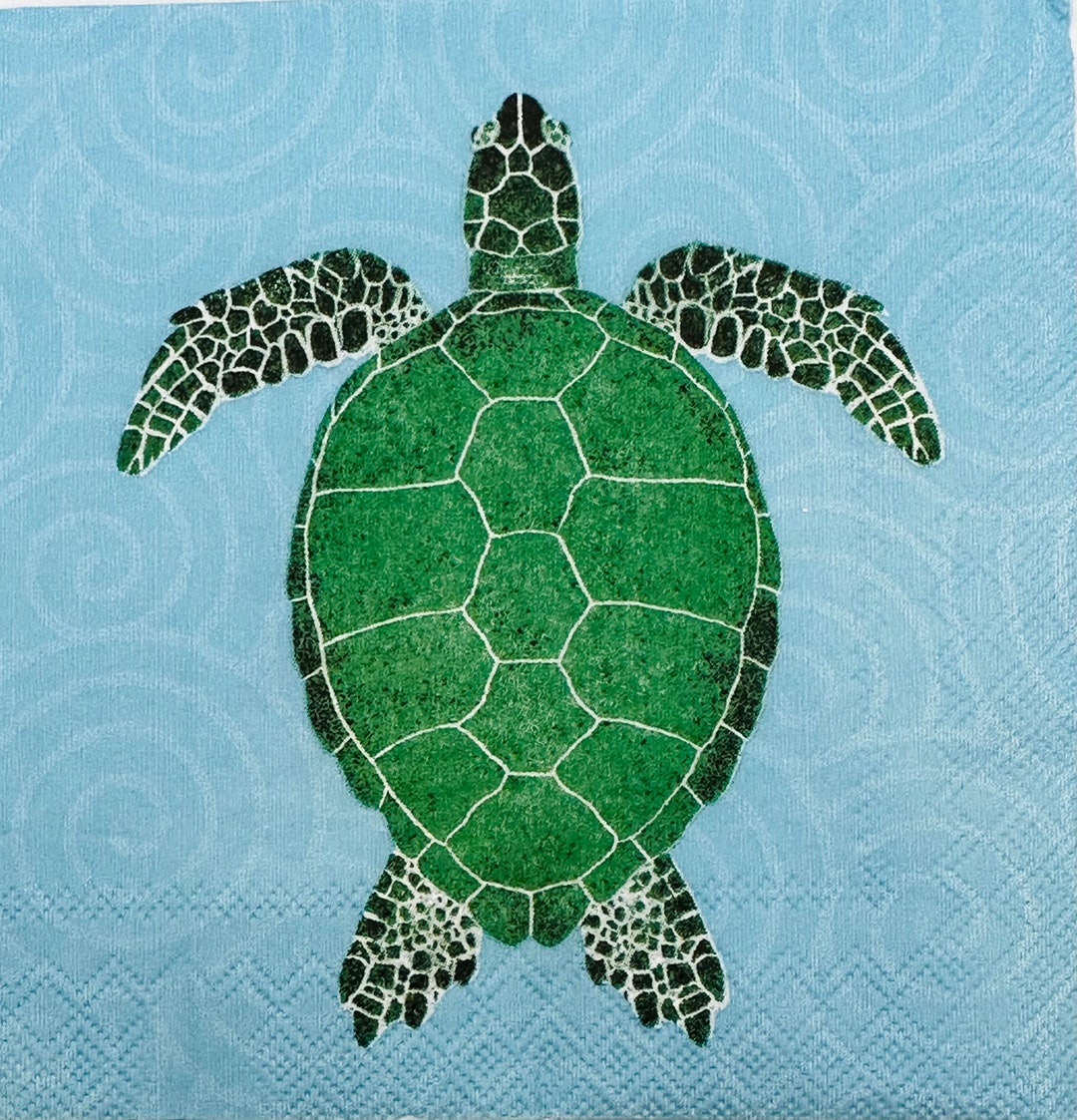 4 Turtle Paper Napkins. Beverage Paper Napkins for Decoupage. Card ...
