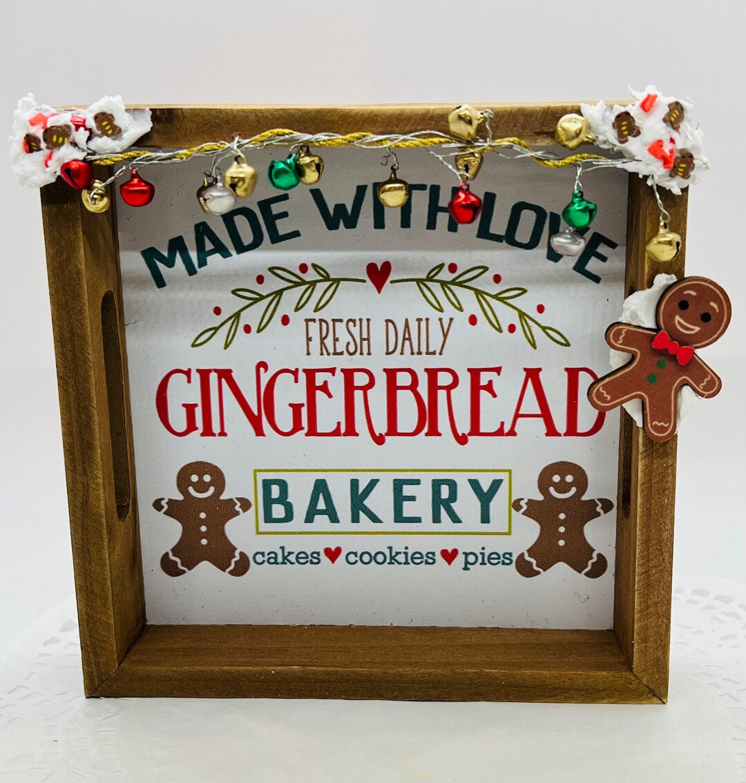 Gingerbread Wood Decor. Christmas Shelf Decor. Counter Accent. Tiered ...