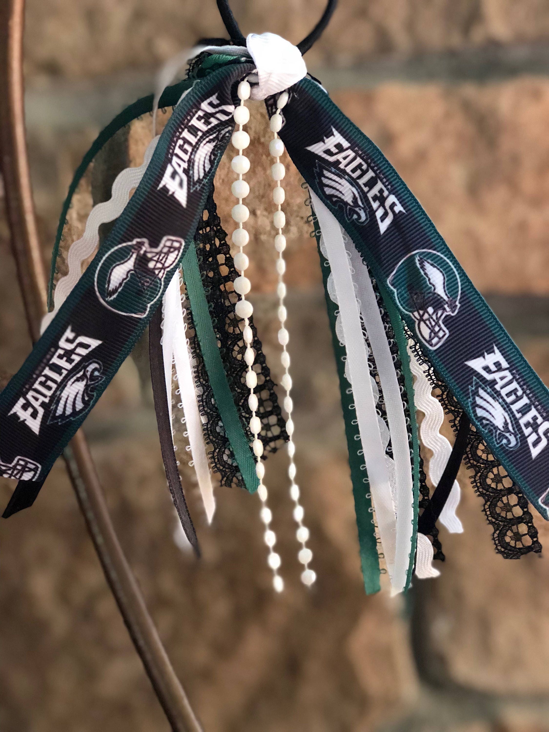 Philadelphia Eagles Elastic Ponytail Streamer Bow. Eagles | Etsy