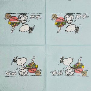 4 Easter Snoopy Napkins. Cocktail Paper Napkins for Decoupage. Card ...