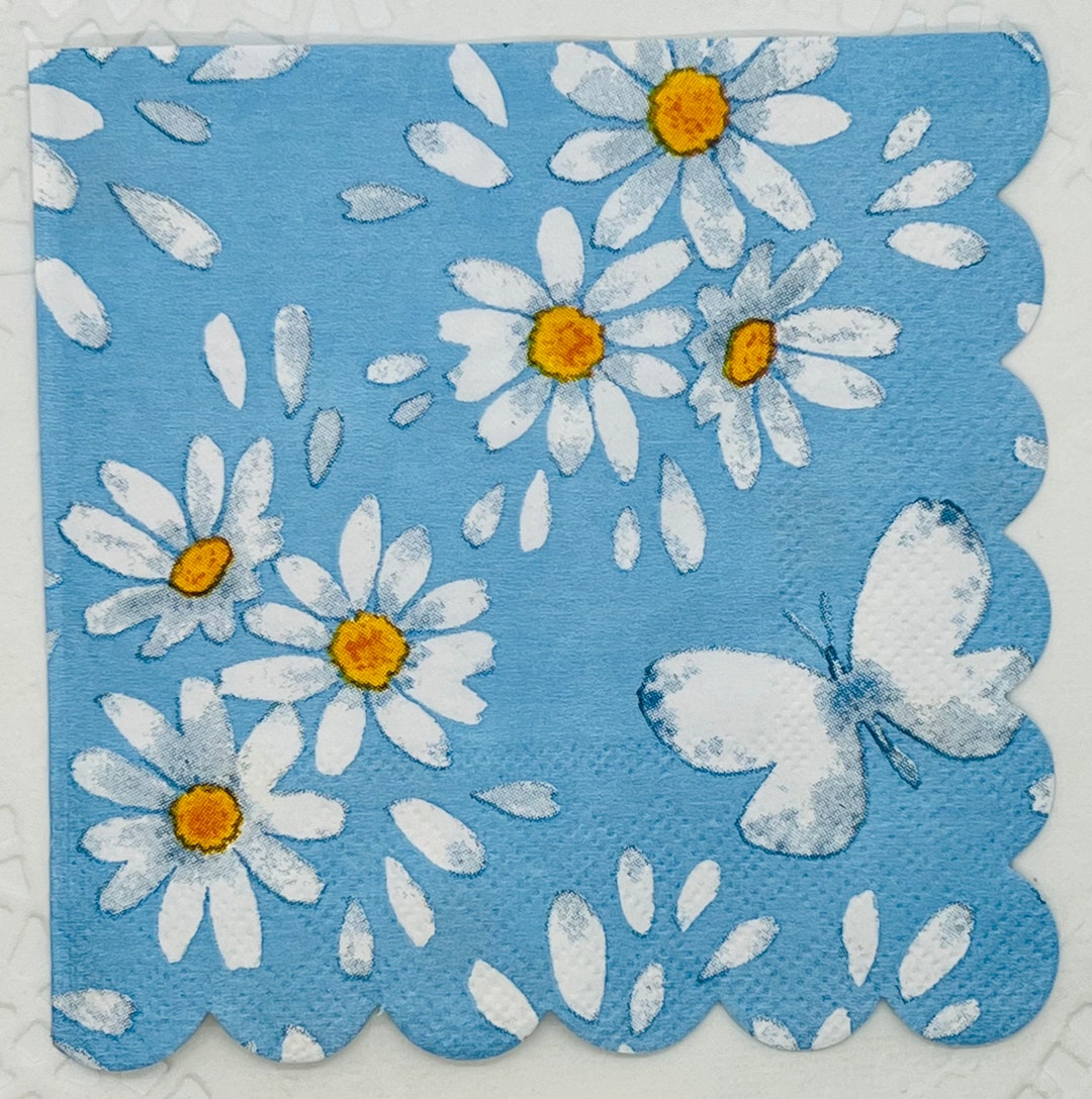 4 Butterfly Paper Napkins. Summer Cocktail Napkins for Decoupage. Card ...