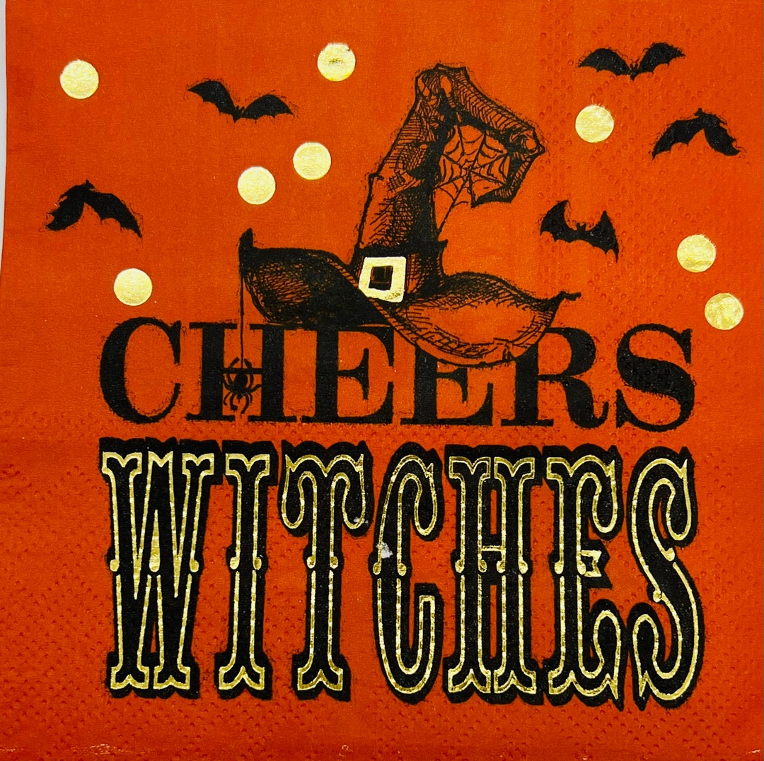 4 Witch Paper Napkins. Halloween Cocktail Napkins for Decoupage. Card ...