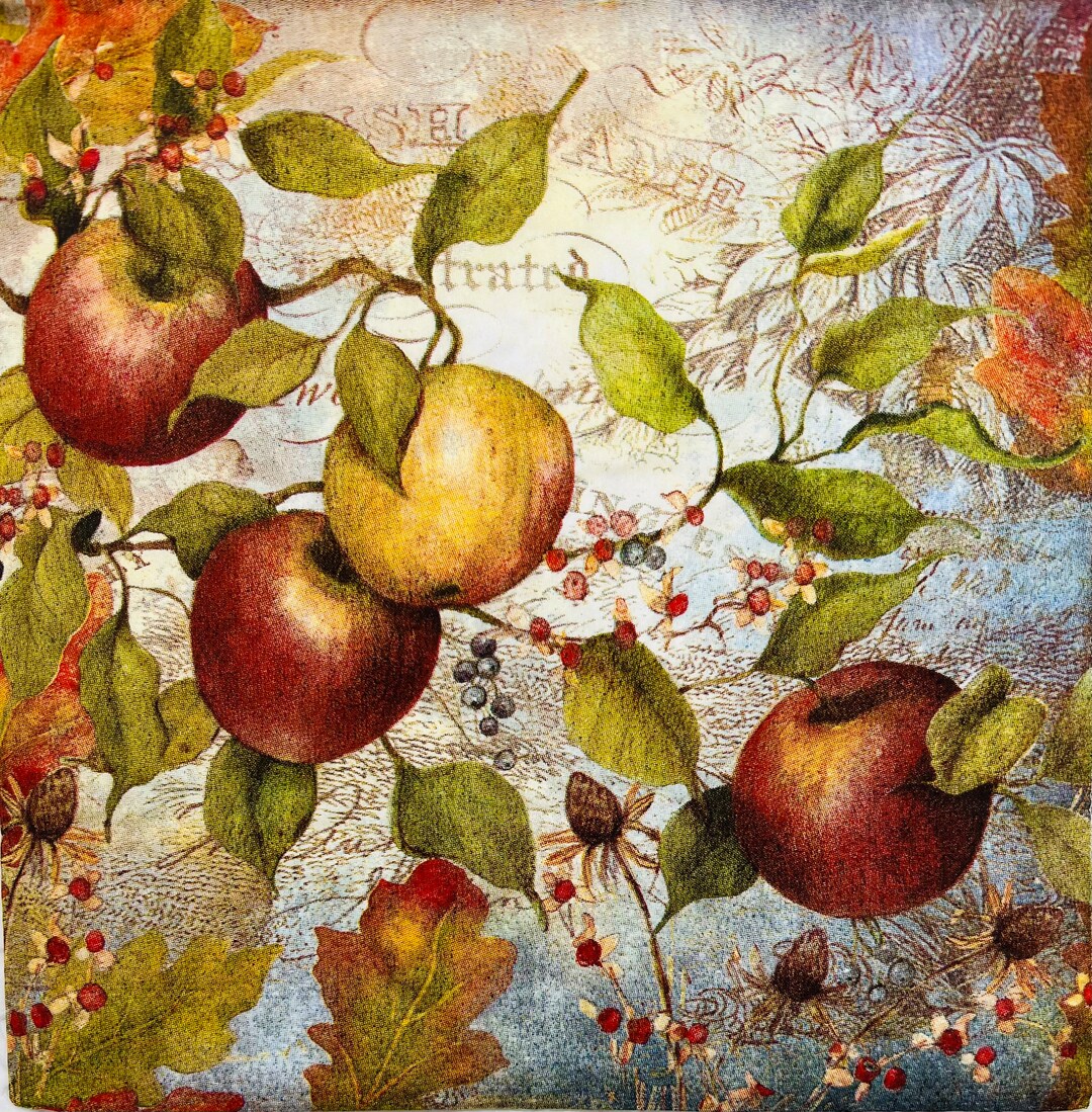 2 Apple Paper Lunch Napkins. Napkins for Decoupage. Card Making ...