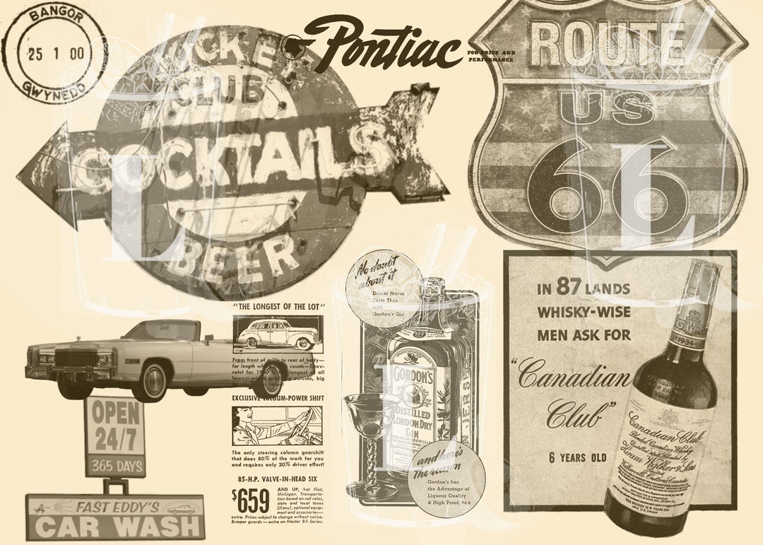 Digital Vintage Image. Vintage Signs. Vintage Car. Mixed - Etsy