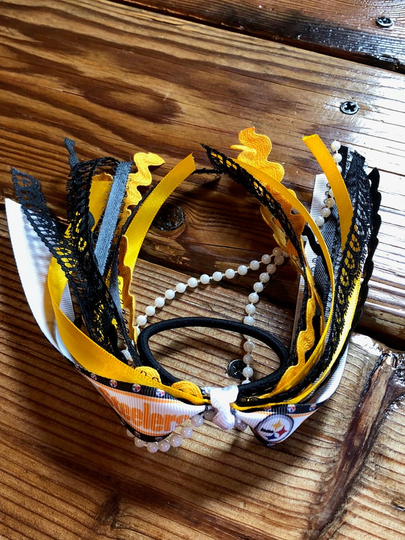 Pittsburgh Steelers Elastic Ponytail Streamer Bow. Steelers - Etsy