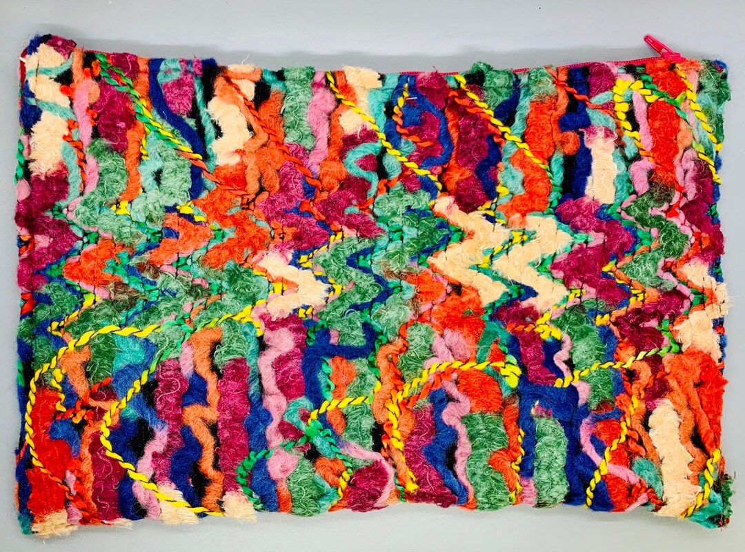 Yarn/fabric Fun Color Pouch. Wallet. Accessory Case. Purse. Fabric Bag ...