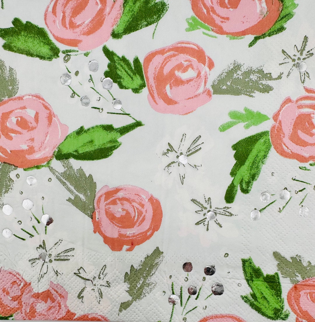 2 Rose/flower Paper Lunch Napkins. Napkins for Decoupage. Card Making ...