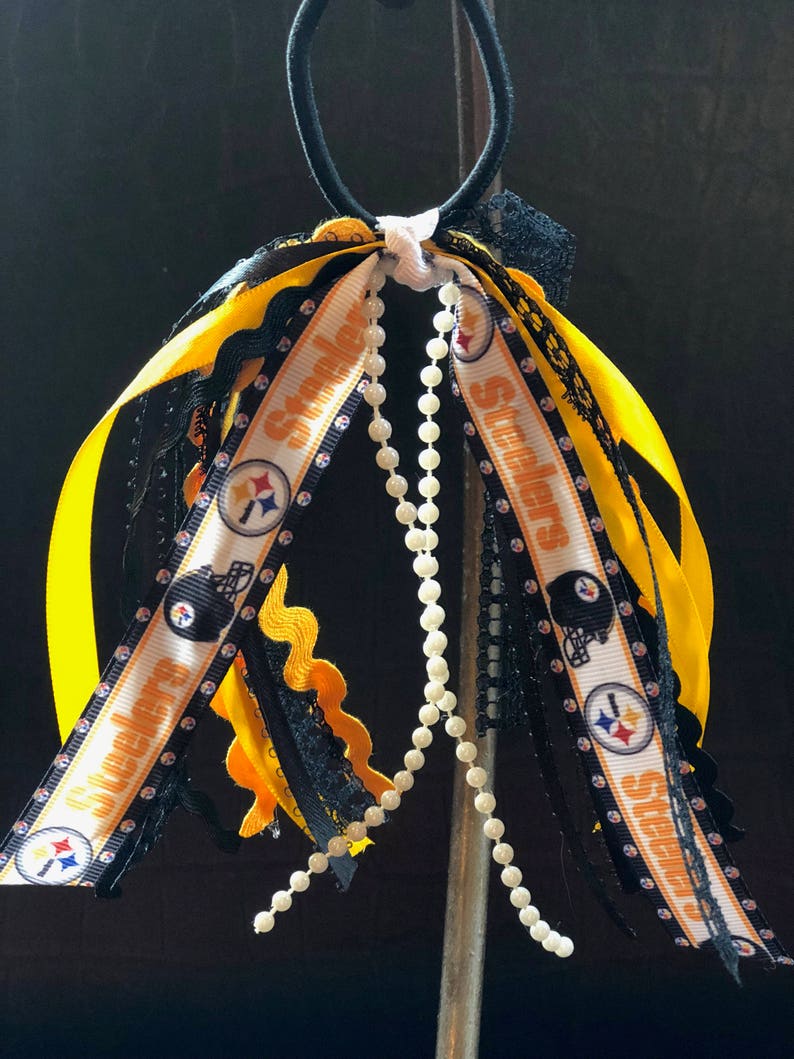 Pittsburgh Steelers Elastic Ponytail Streamer Bow. Steelers | Etsy