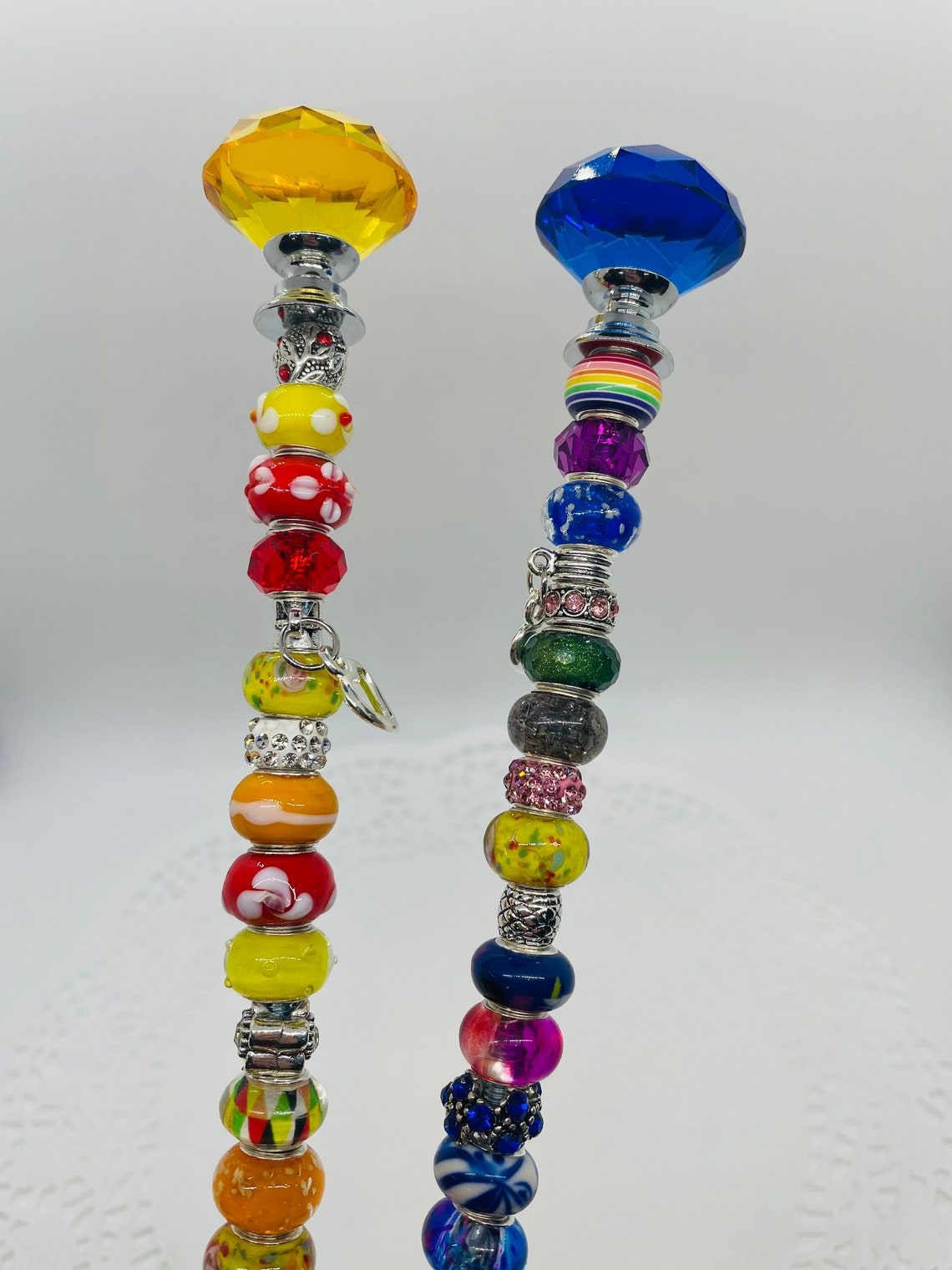 BLUE Top Garden Stake. Plant Stake. Flower Decor. Garden Art. | Etsy