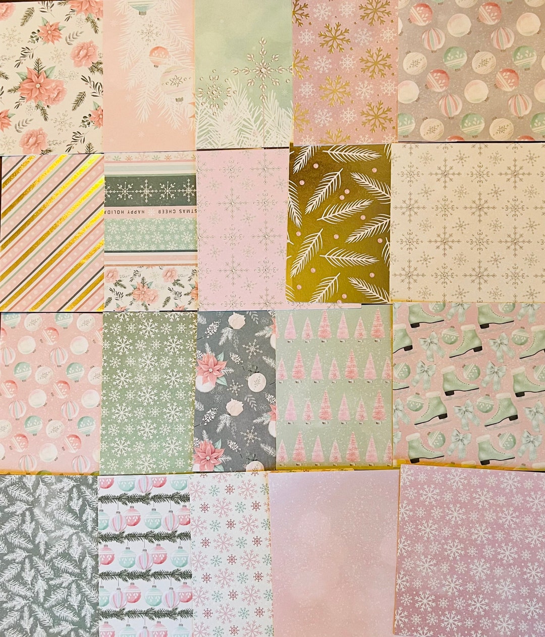 Pink Christmas Paper Pack. Junk Journal Supplies. Mixed Media ...