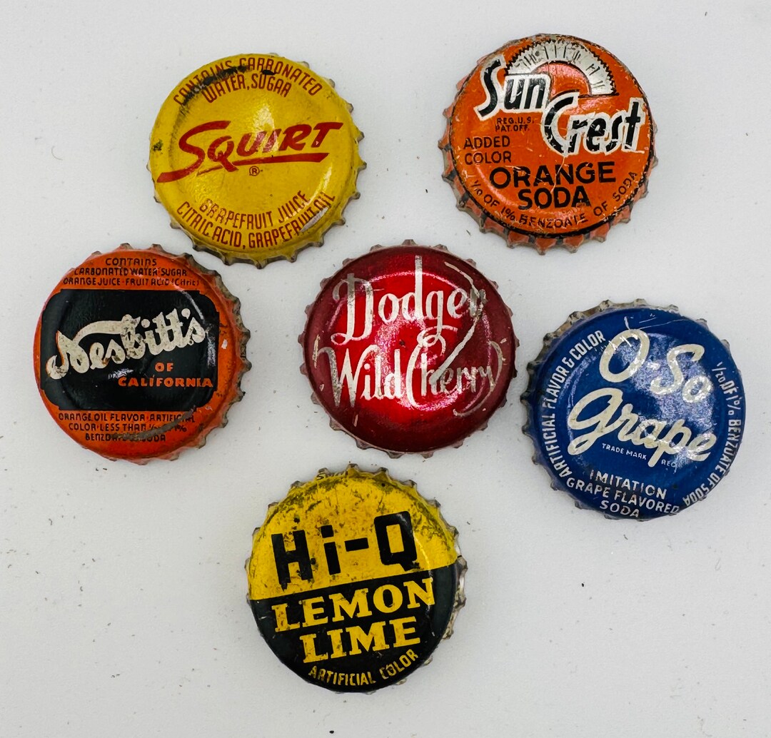 VINTAGE Bottle Caps. Soda Bottle Caps. Recycled Mixed Media. Craft ...