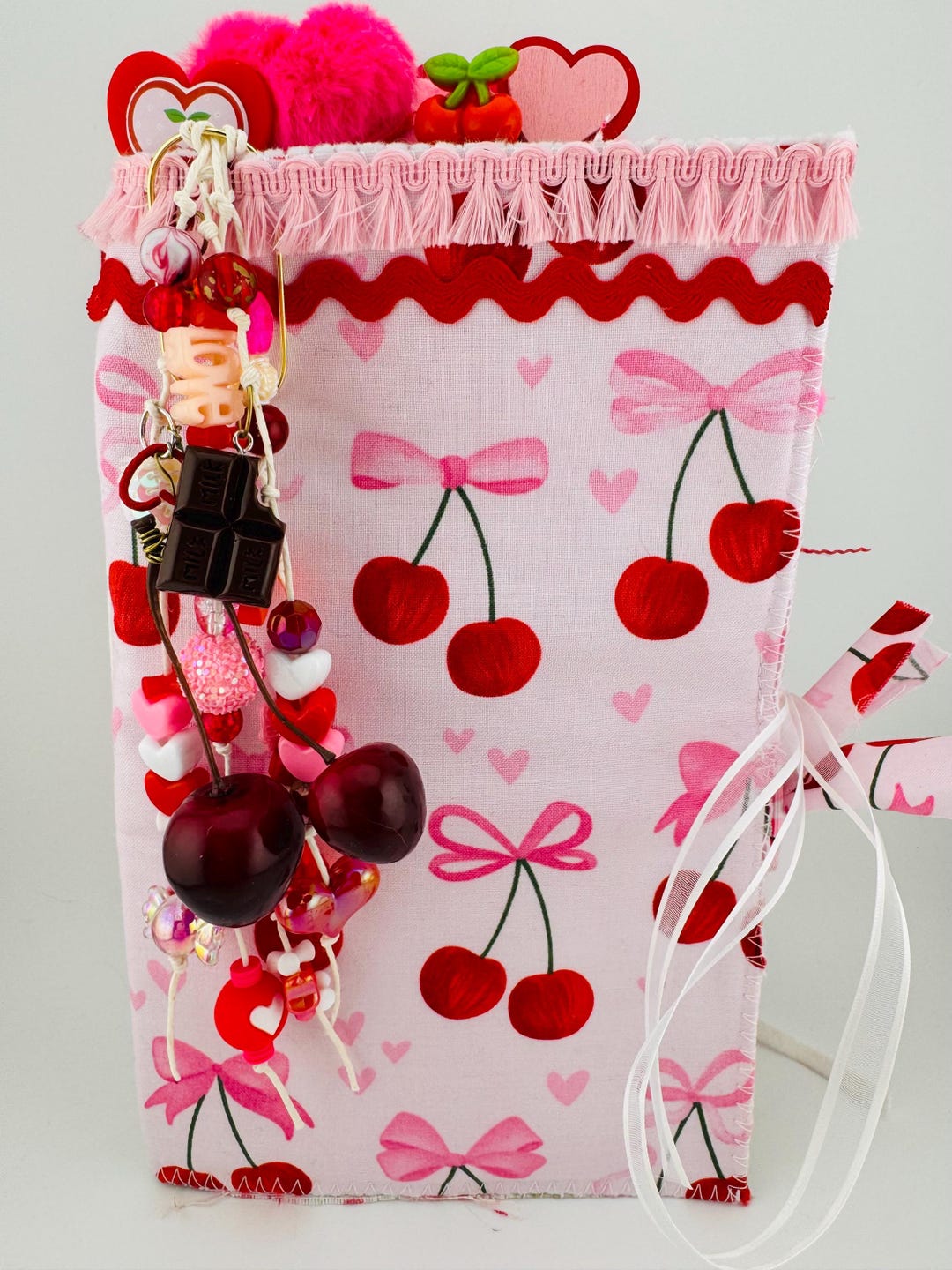 Pink Cherry Junk Journal. Fabric Planner. Journal. Smash Book. Glue ...