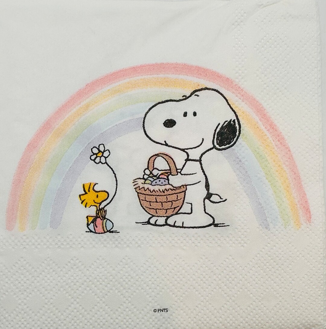 4 Snoopy Easter Paper Napkins. Cocktail Napkins for Decoupage. Card ...