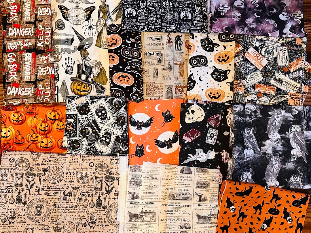 Halloween 25 Piece Fabric Scraps, Junk Journal Scraps, Smash Book ...