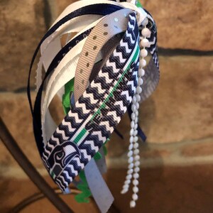 Seattle Seahawks Elastic Ponytail Streamer Bow. Seahawks Cheer - Etsy