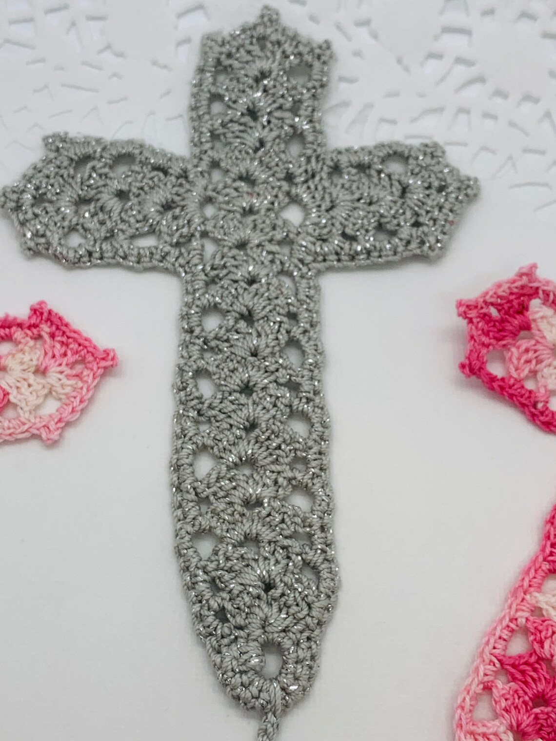 Crocheted Cross. Faith Decoration. Cross Bookmark. Inspirational Book ...