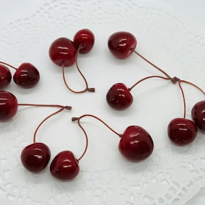 12 Fake Artificial Cherries. Kitchen Fake Fruit. Faux Cherry Decoration ...