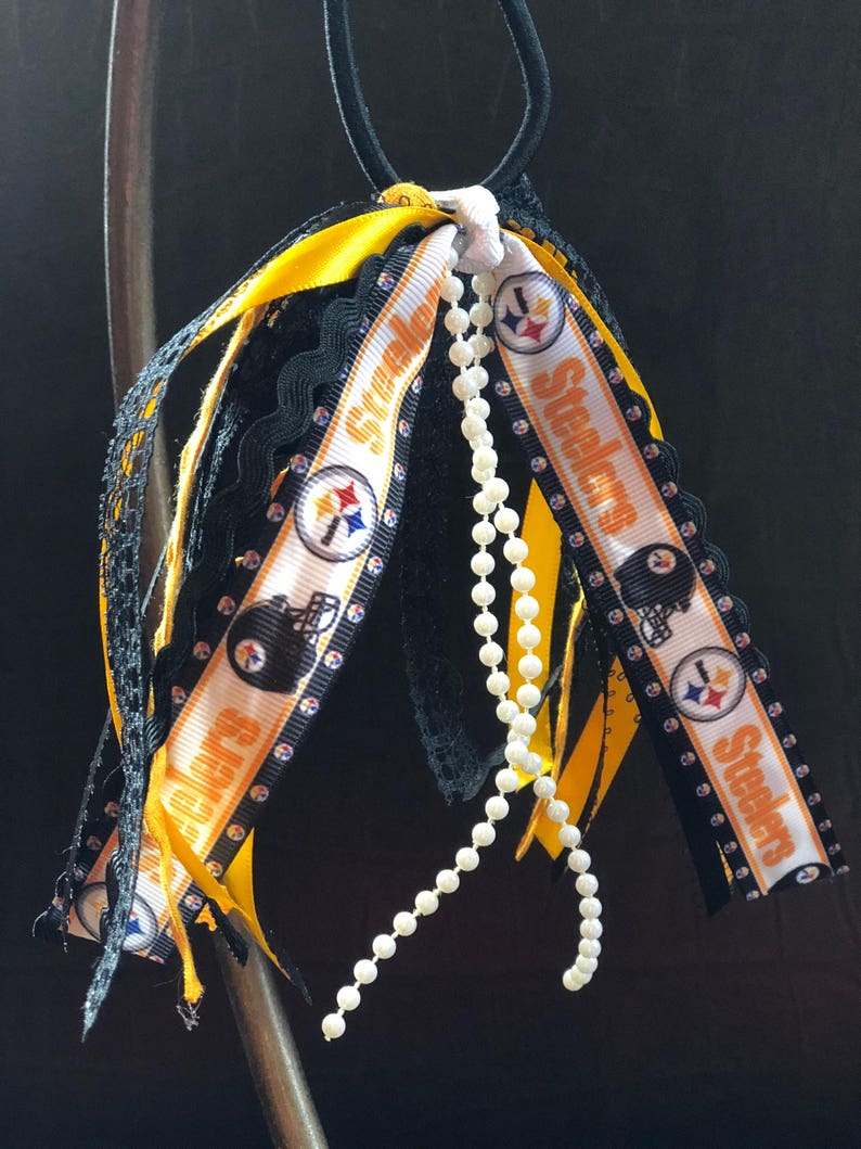 Pittsburgh Steelers Elastic Ponytail Streamer Bow. Steelers | Etsy