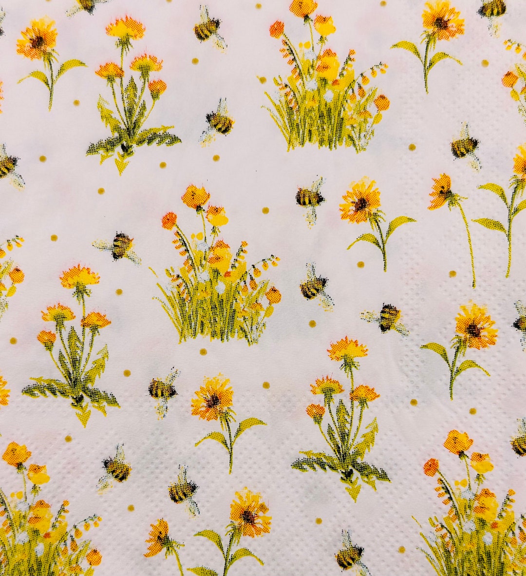 4 Flower/bee Paper Napkins. Halloween Cocktail Napkins for Decoupage ...