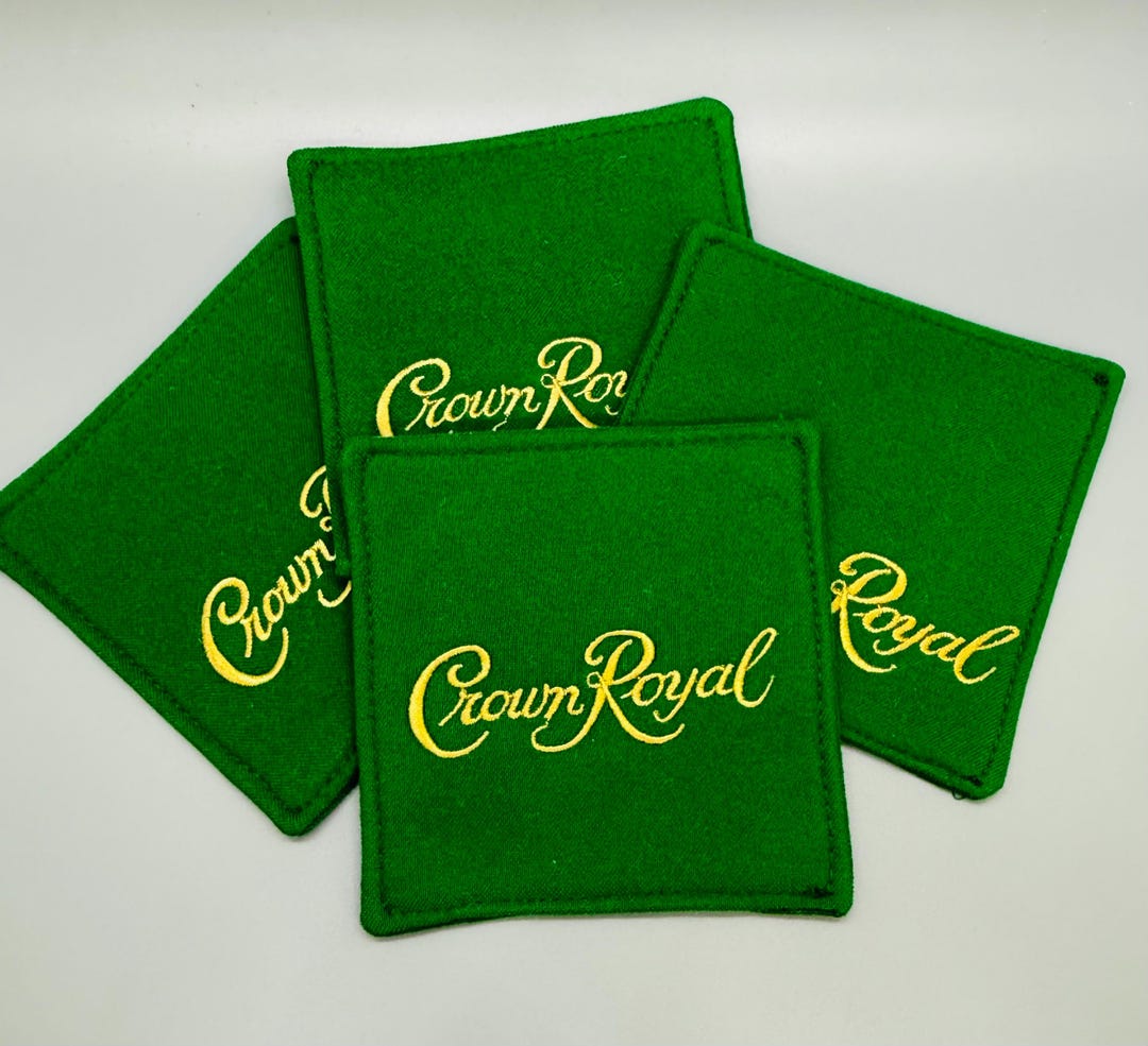 Green Crown Fabric Coasters. Set of 4 Drink Coasters. Table Linens. Man ...