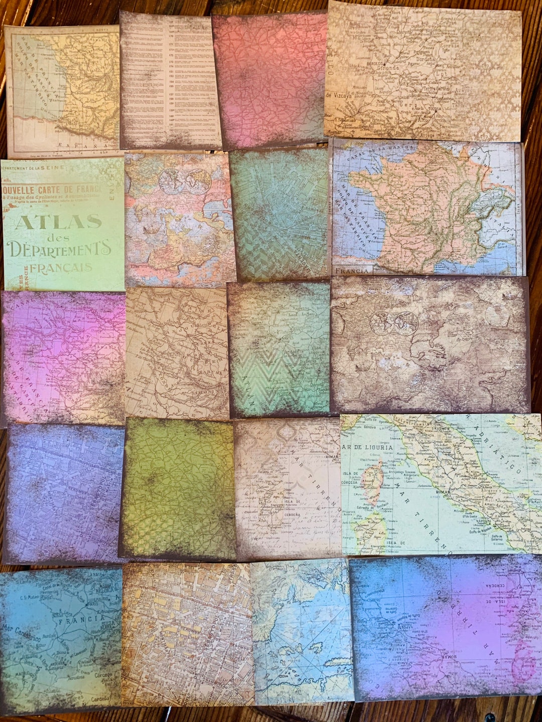 Vintage Map Scrap Paper Pack, Patterned Paper, Junk Journal, Mixed ...