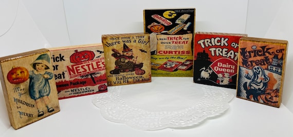 Vintage Halloween/fall Wood Blocks. Home Decor. Tiered Tray - Etsy
