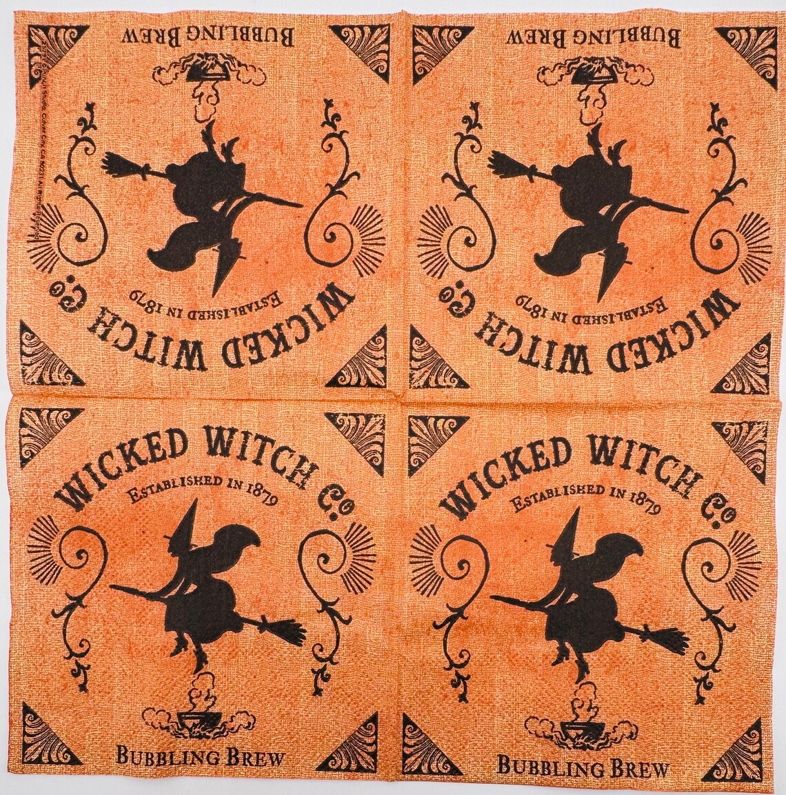 4 Witch Paper Napkins. Halloween Cocktail Napkins for Decoupage. Card ...