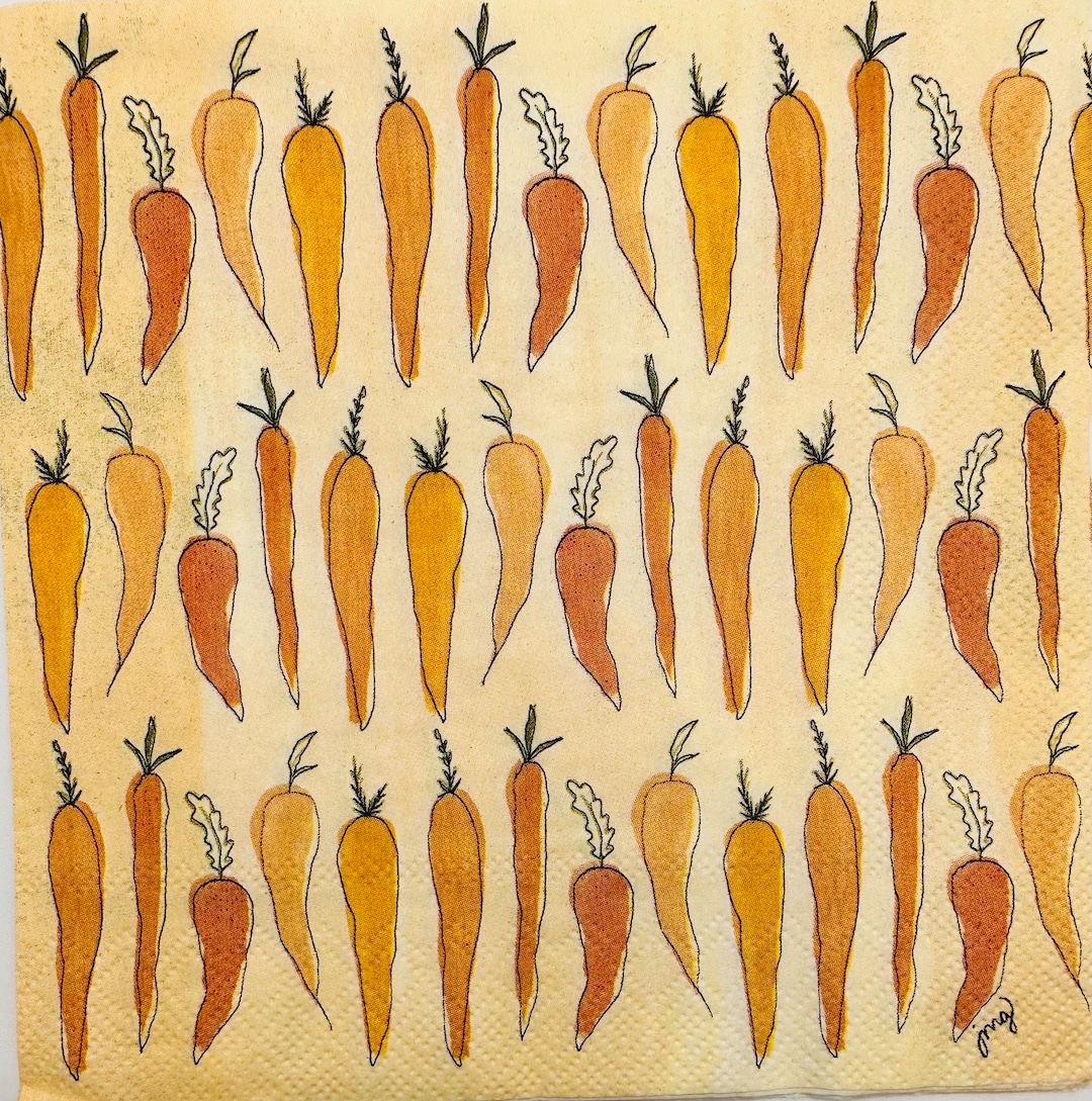 2 Carrot Paper Lunch Napkins. Napkins for Decoupage. Card Making ...