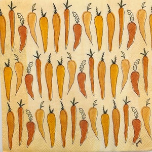 2 Carrot Paper Lunch Napkins. Napkins for Decoupage. Card Making ...