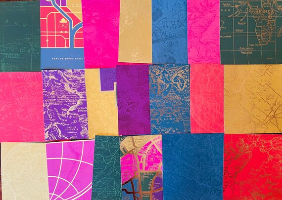 Map Cardstock Paper Pack. Travel Paper Pieces. Junk Journal. | Etsy