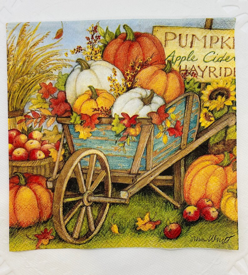 4 Fall Paper Napkins. Beverage/cocktail Napkins for Decoupage. - Etsy
