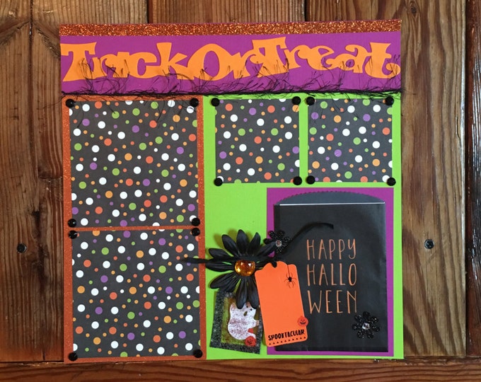 Premade 12 X 12 Halloween/trick-or-treat Layout/scrapbook Page - Etsy