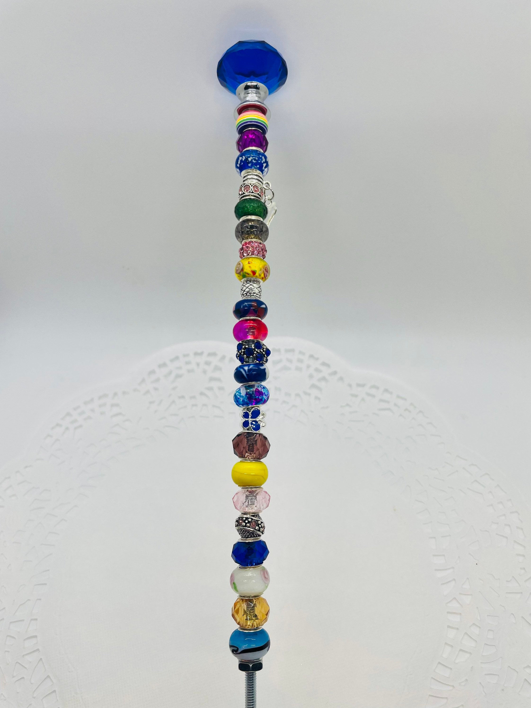 BLUE Top Garden Stake. Plant Stake. Flower Decor. Garden Art. | Etsy