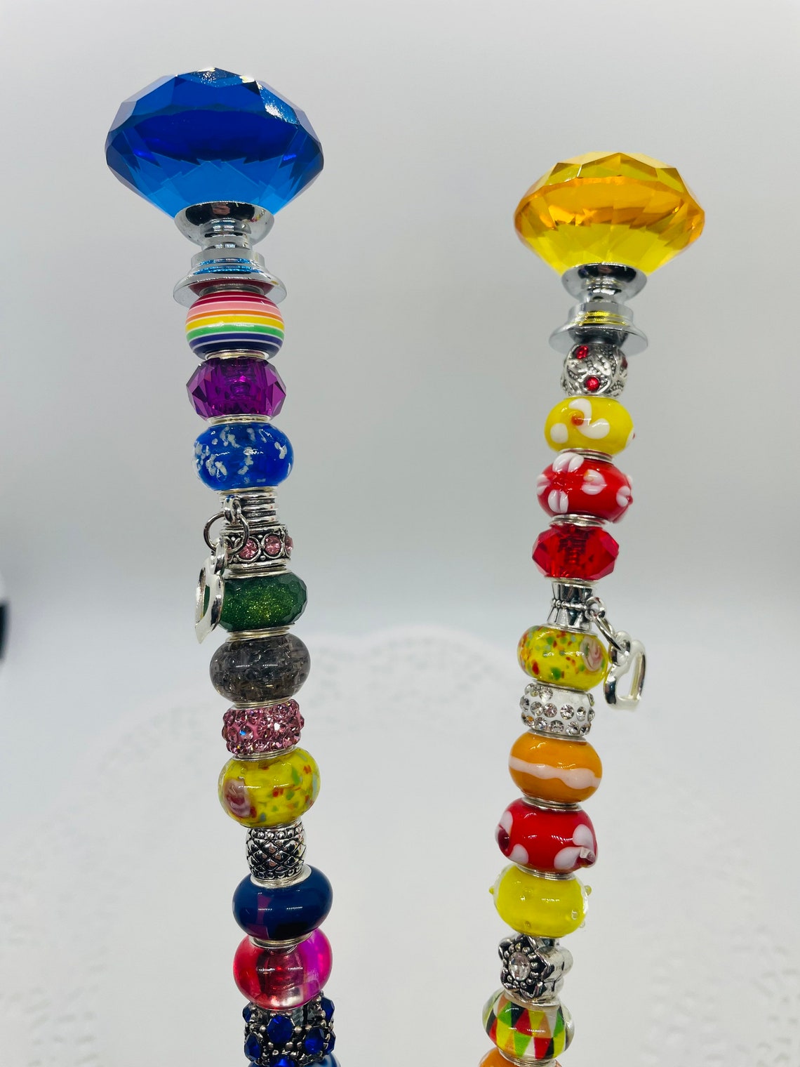 BLUE Top Garden Stake. Plant Stake. Flower Decor. Garden Art. | Etsy