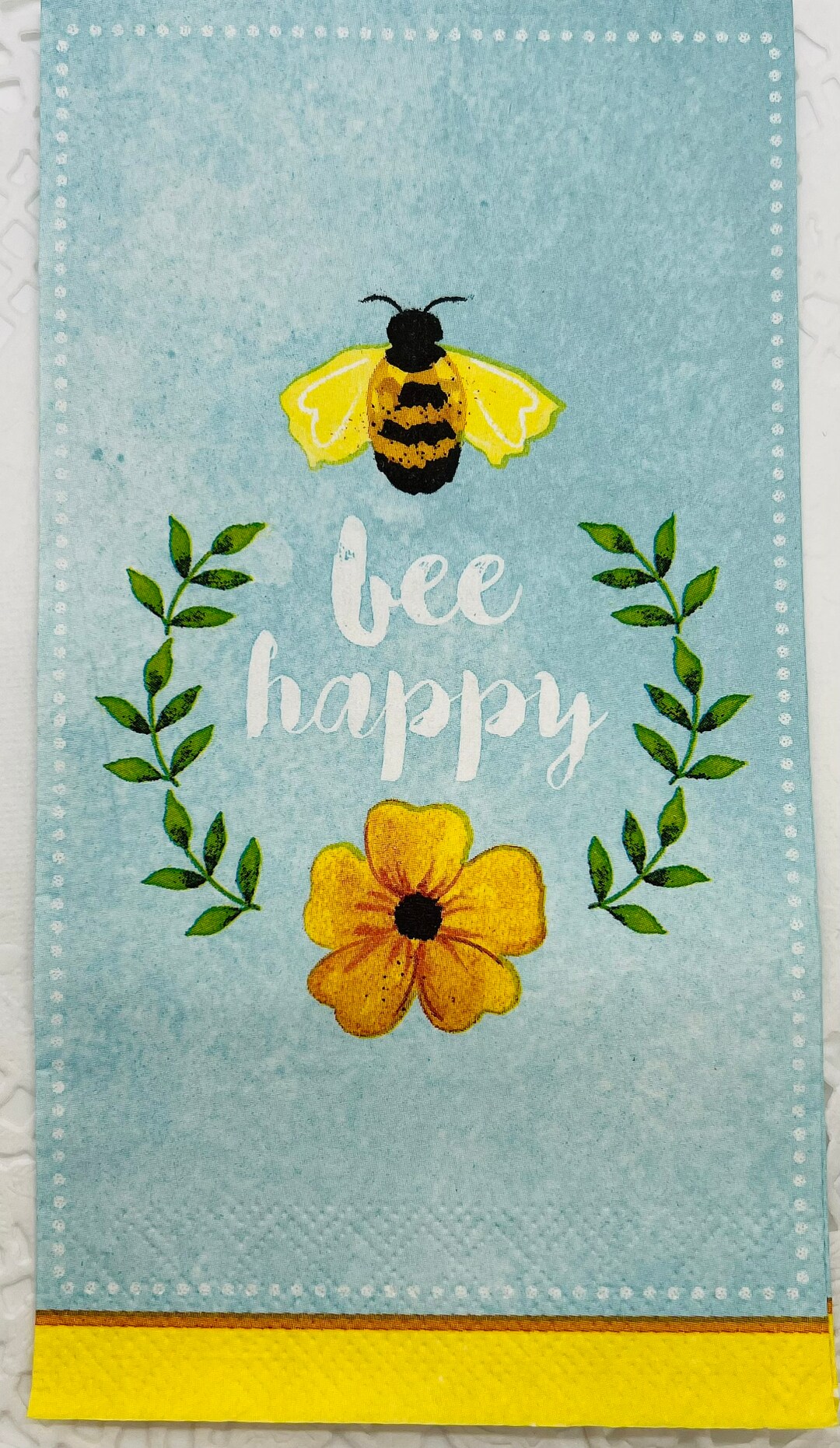 2 Bee Happy Paper Guest Towel Napkins. Napkins for Decoupage. Card ...