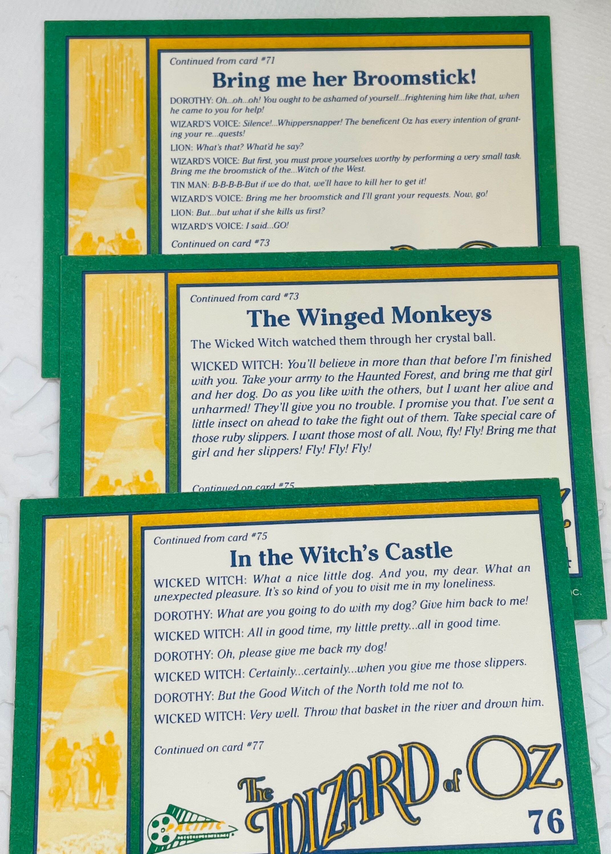 Set of 3 Individual Wizard of Oz Trading Cards. Movie - Etsy