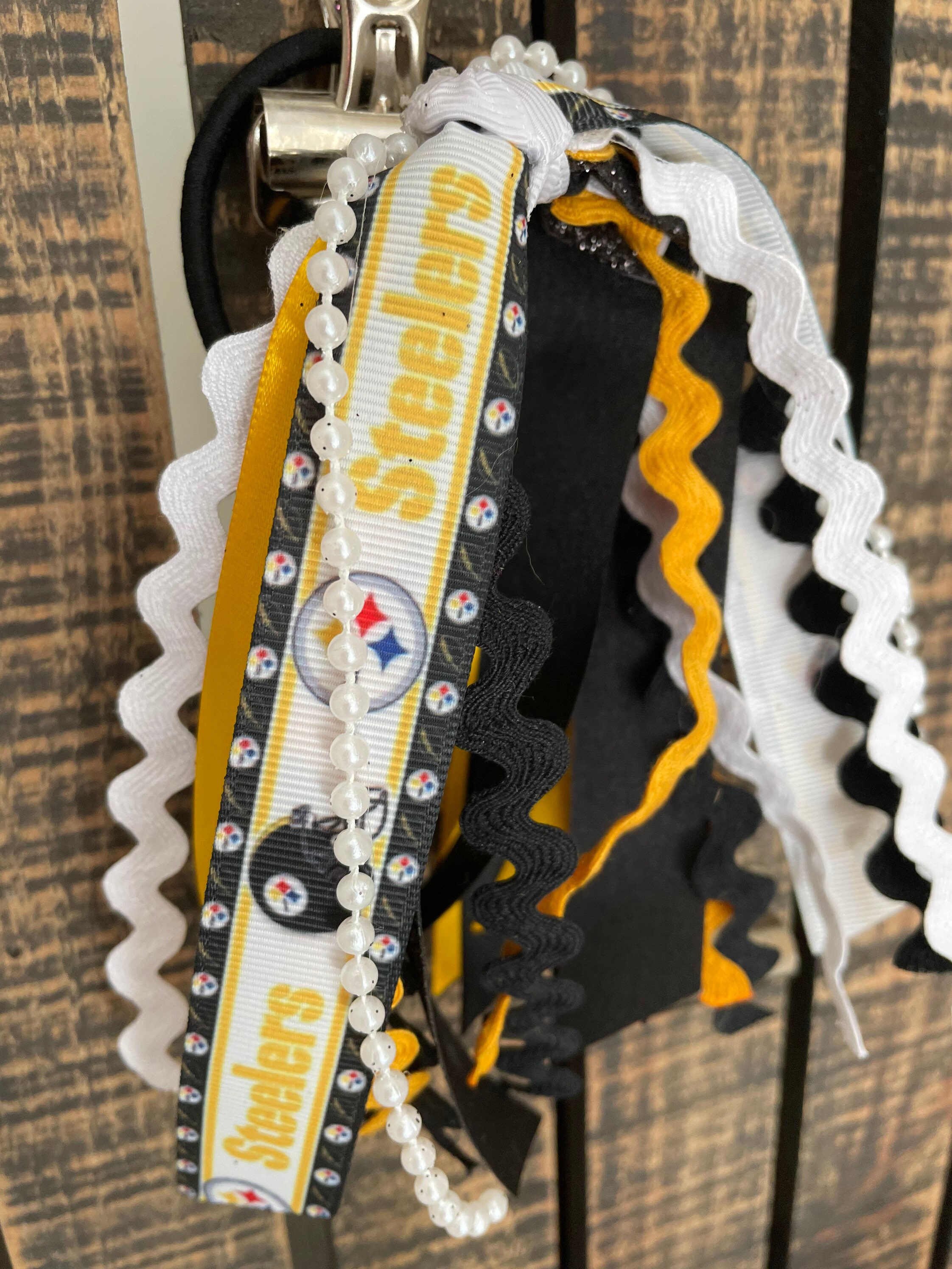 Pittsburgh Steelers Elastic Ponytail Streamer Bow. Steelers | Etsy