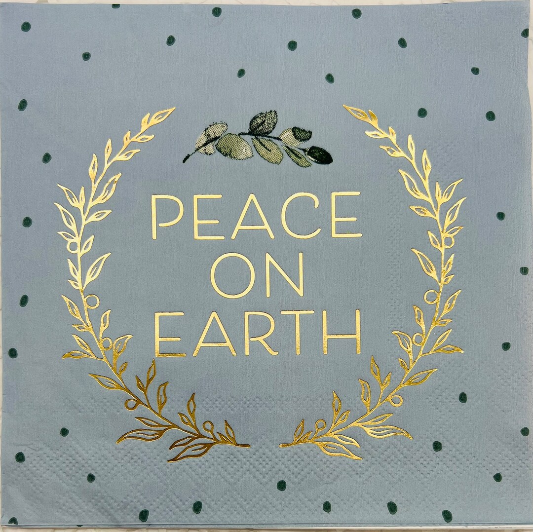 Set of 2 Peace on Earth Napkins. Lunch Paper Napkins. Decoupage. Card ...