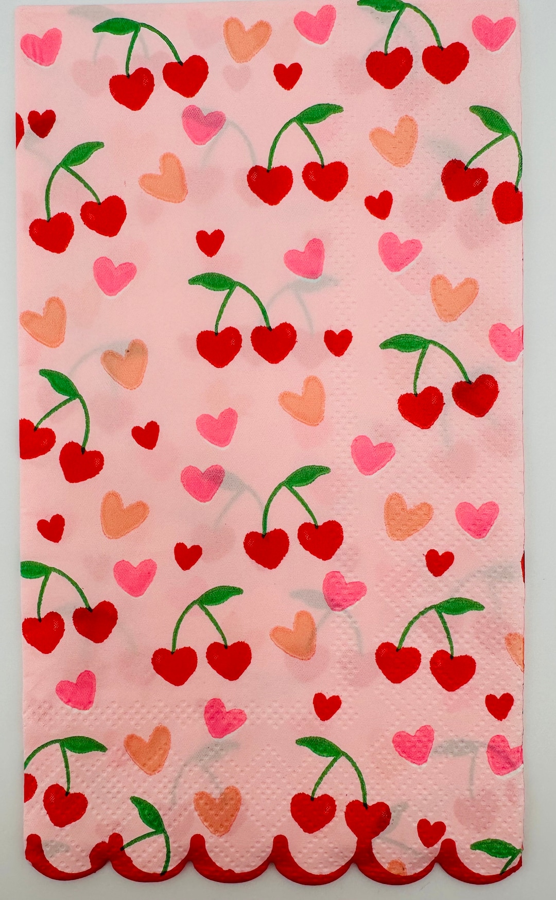 2 Cherry Heart Paper Guest Towel Napkins. Decoupage/card Making ...