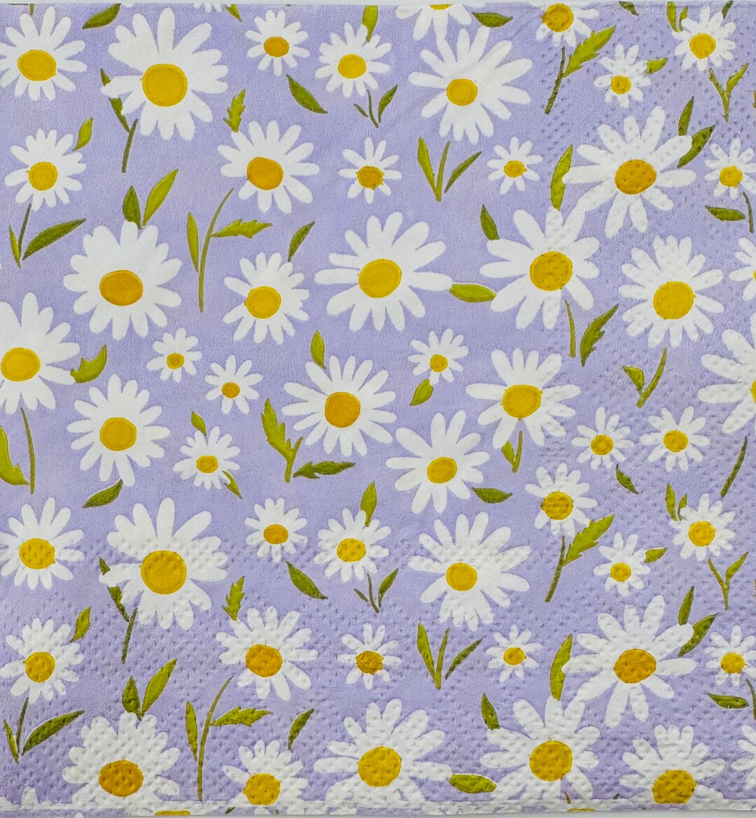 4 Daisy Paper Napkins. Flower Cocktail Napkins for Decoupage. Card ...