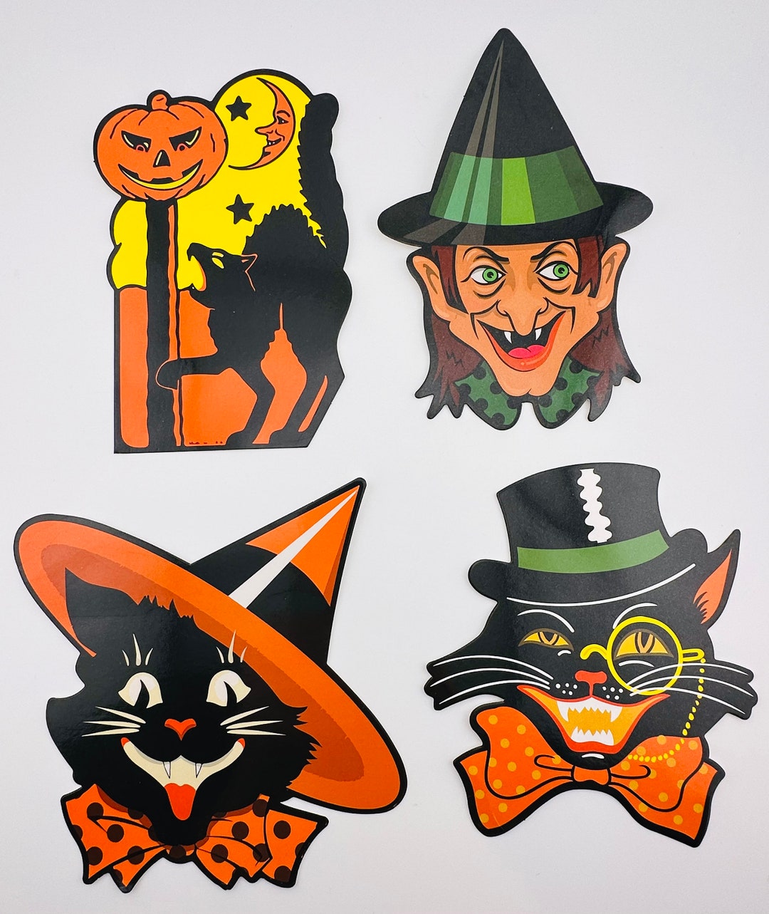 Large Vintage Halloween Die Cuts. Retro Decor. Scrapbook Ephemera. Junk ...