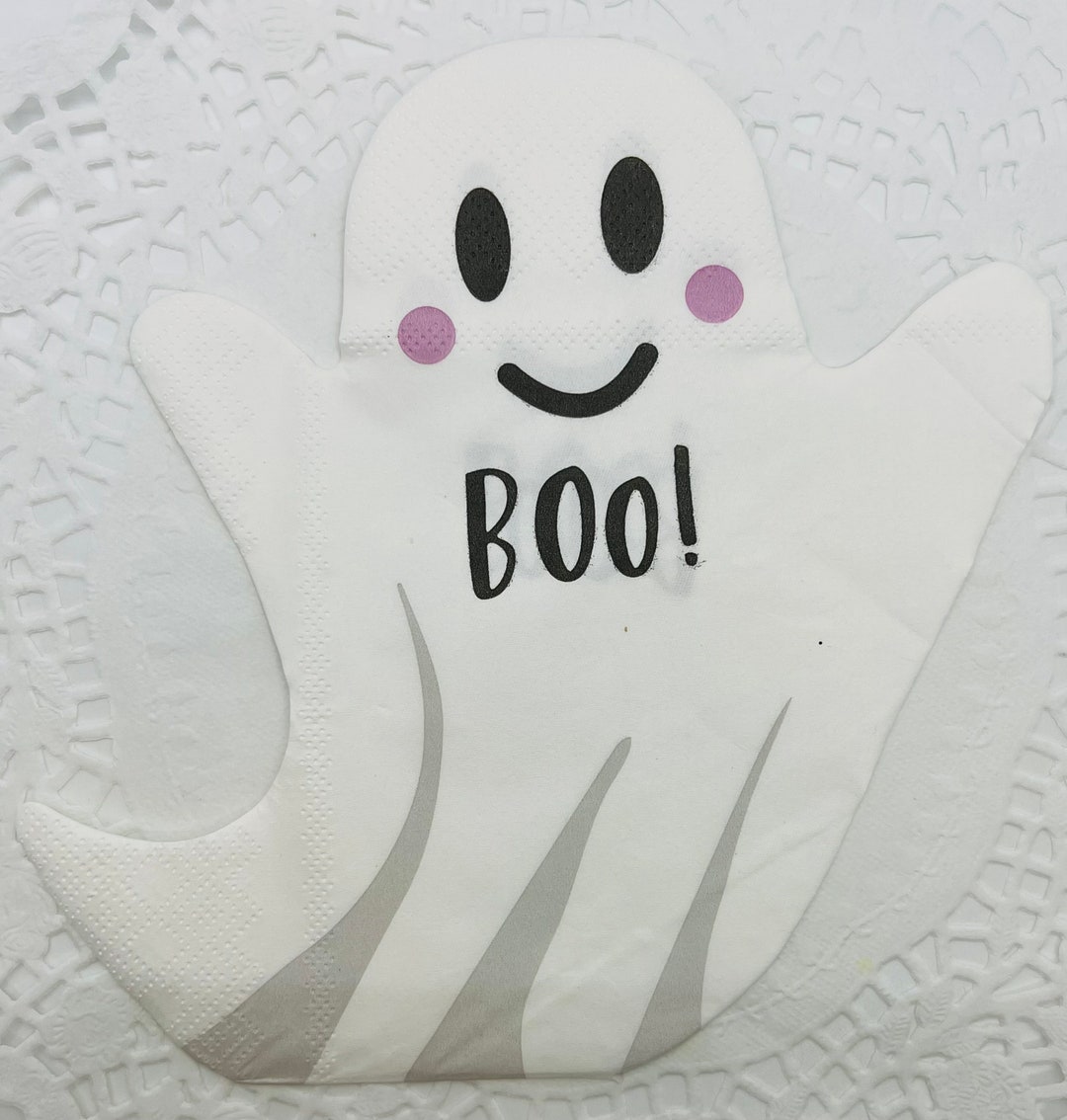 2 Ghost Shaped Paper Napkins. Napkins for Decoupage. Card Making ...