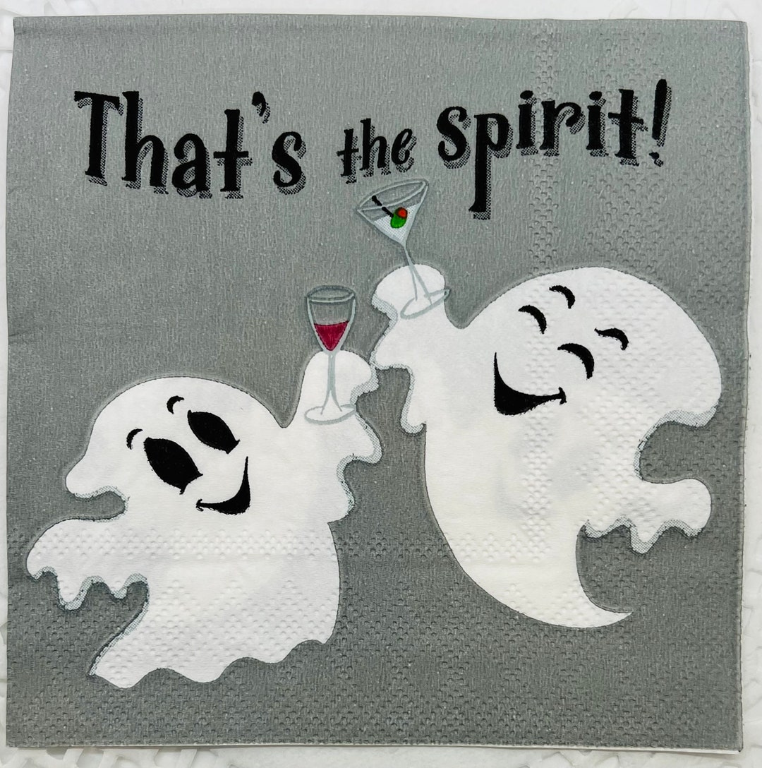 4 Ghost Paper Napkins. Halloween Cocktail Napkins for Decoupage. Card ...