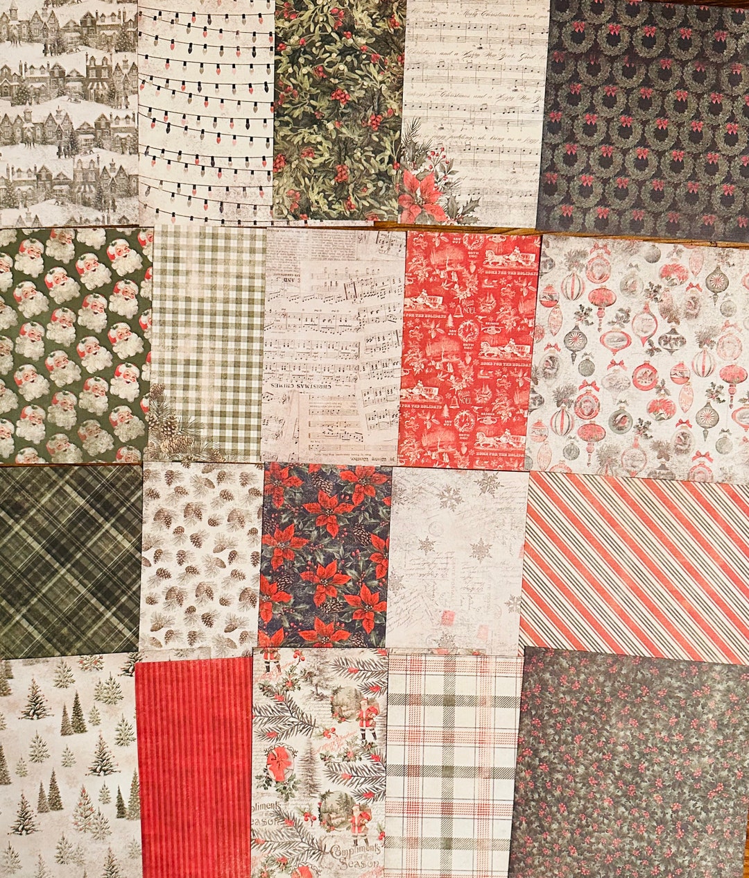 Vintage Christmas Paper Pack, Patterned Paper, Junk Journal, Mixed ...