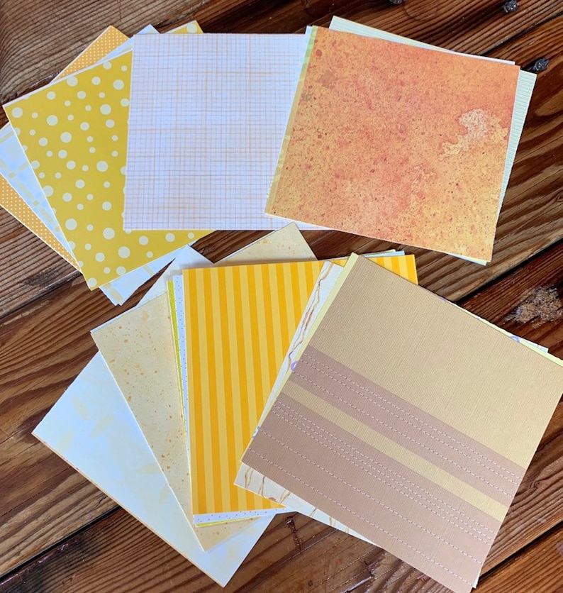 Yellow Patterned Scrap Paper Pack. Paper Pieces. Junk Journal | Etsy